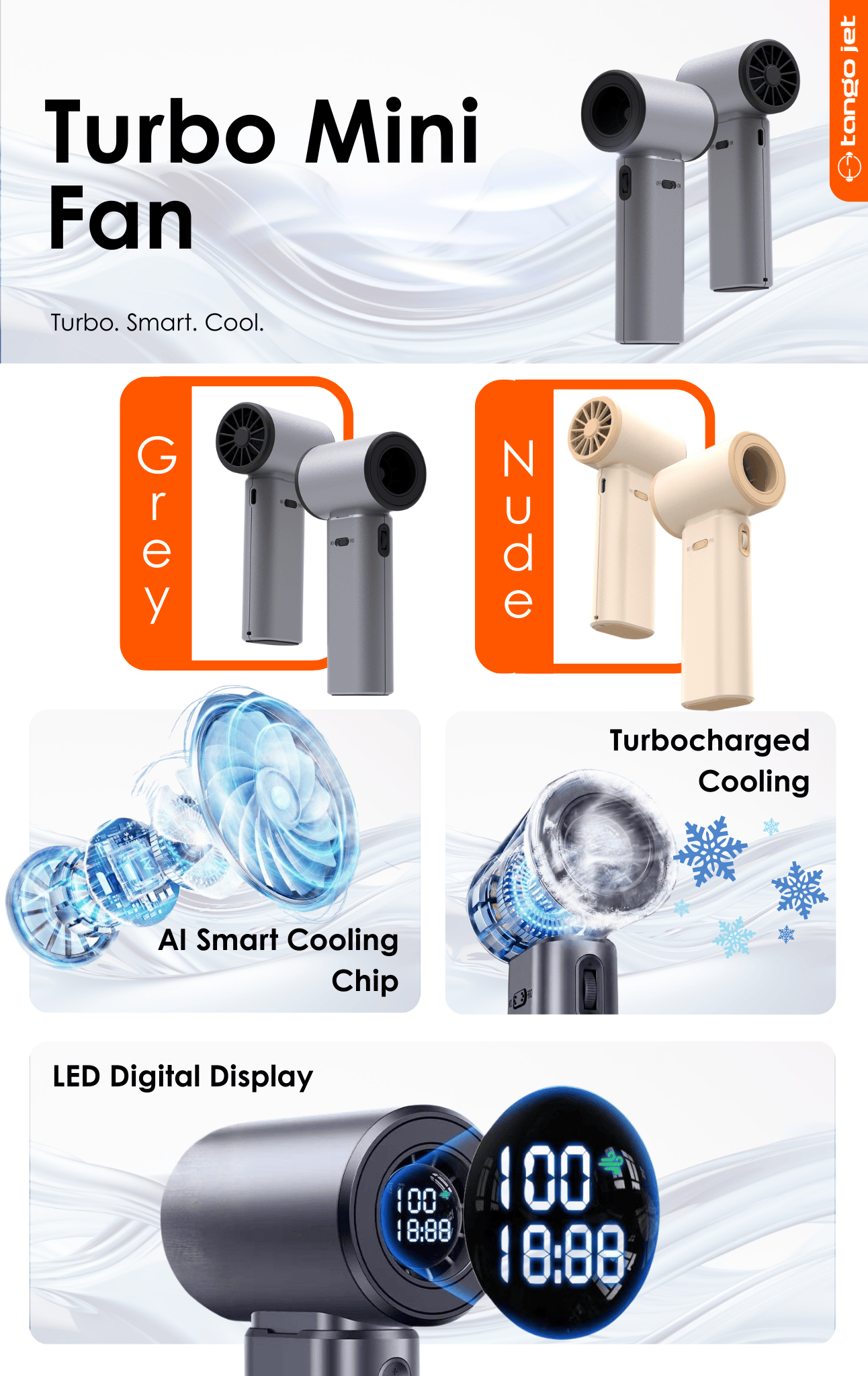 [NEW] Tango Jet Turbo Mini Fan | 100 Speed Rechargeable Portable Fan ...