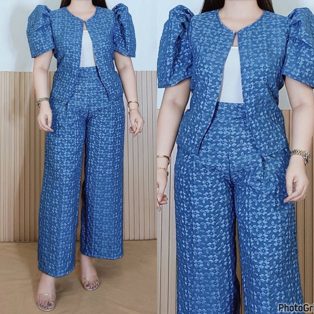 FILIPINIANA BOLERO TERNO(inner not included)GARTERIZED PANTS/WITH 2SIDE ...