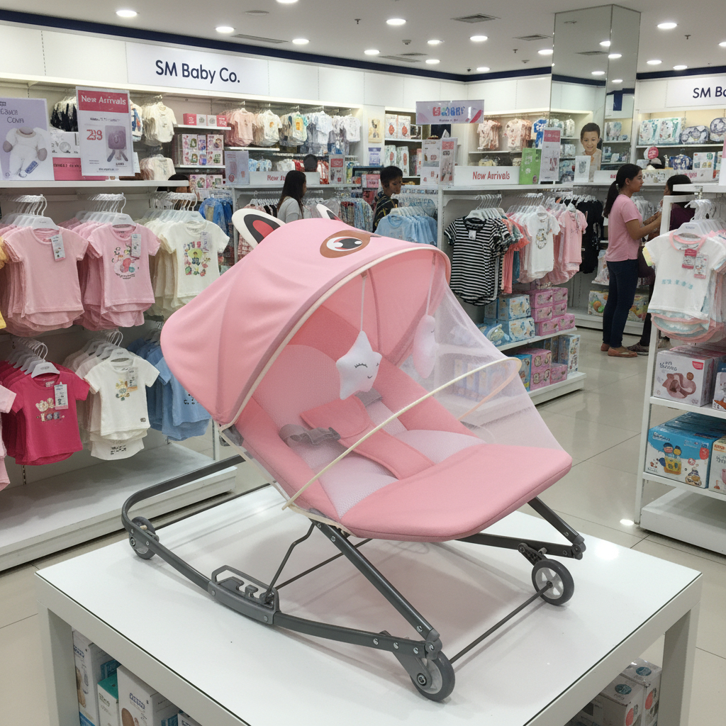 Baby shaker rocking chair with wheels and sunshade mosquito net ...