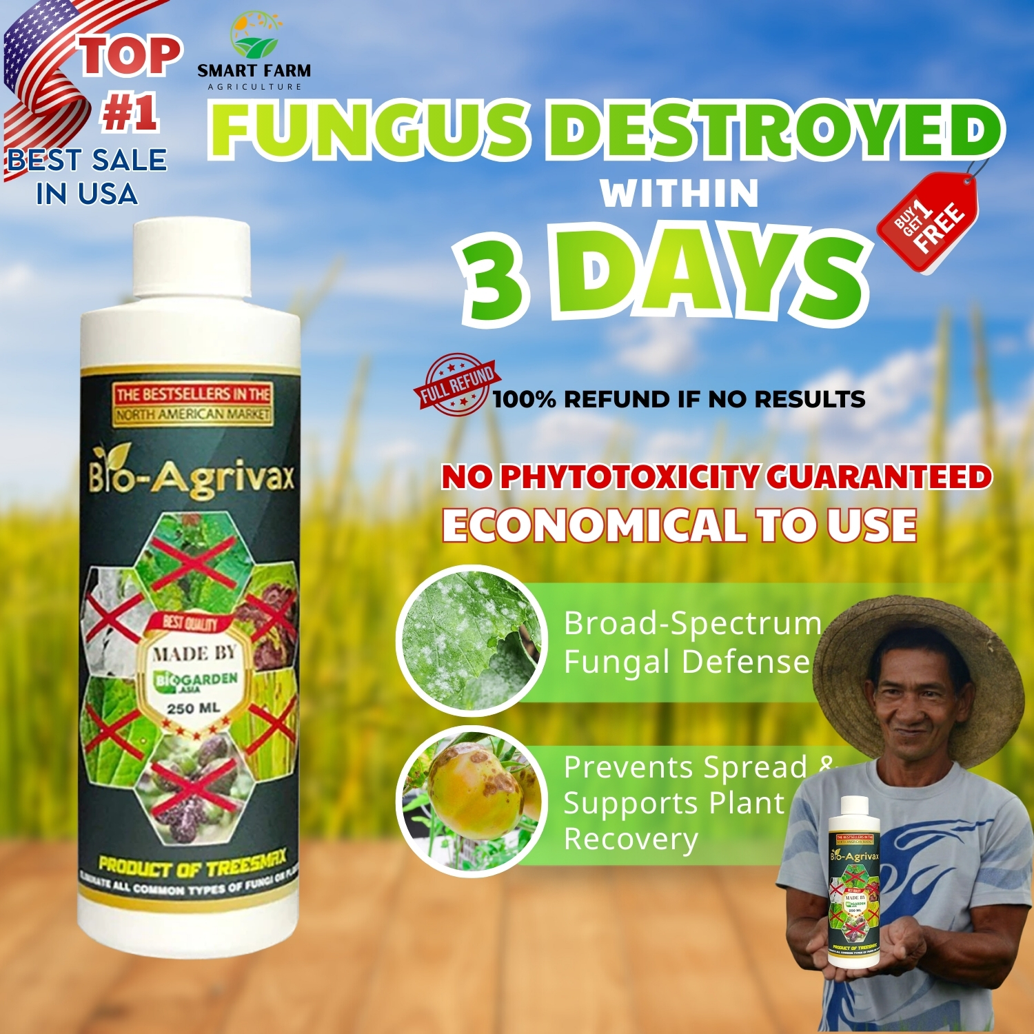 Bio Agrivax FUNGICIDES KING - Premium Root Kill Organic Anti-Fungal for ...
