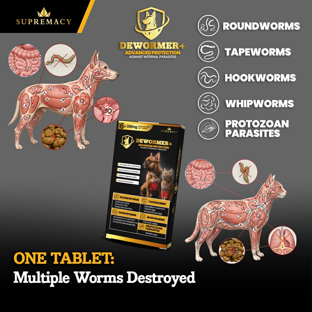 Supremacy Dewormer+ Chewable Tablets for Dogs & Cats– Eliminates ...