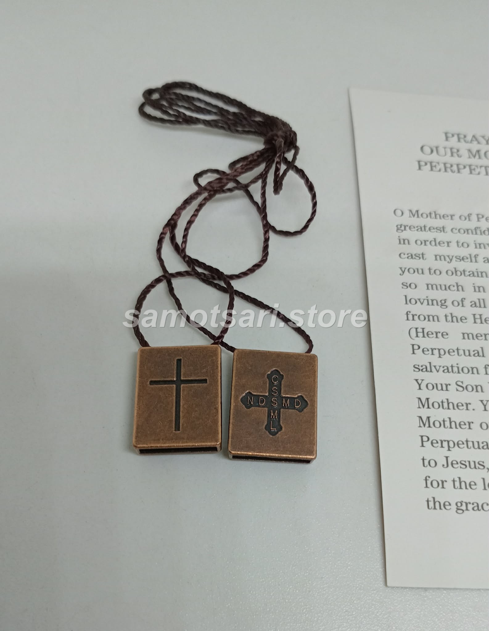 #MS90 Brown Metal Scapular (Our Lady of Perpetual Help & St. Benedict ...