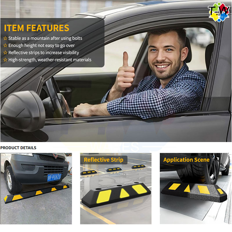 Parking Stopper 183CM Rubber Locator Blocker Car Parking Wheel Ground ...