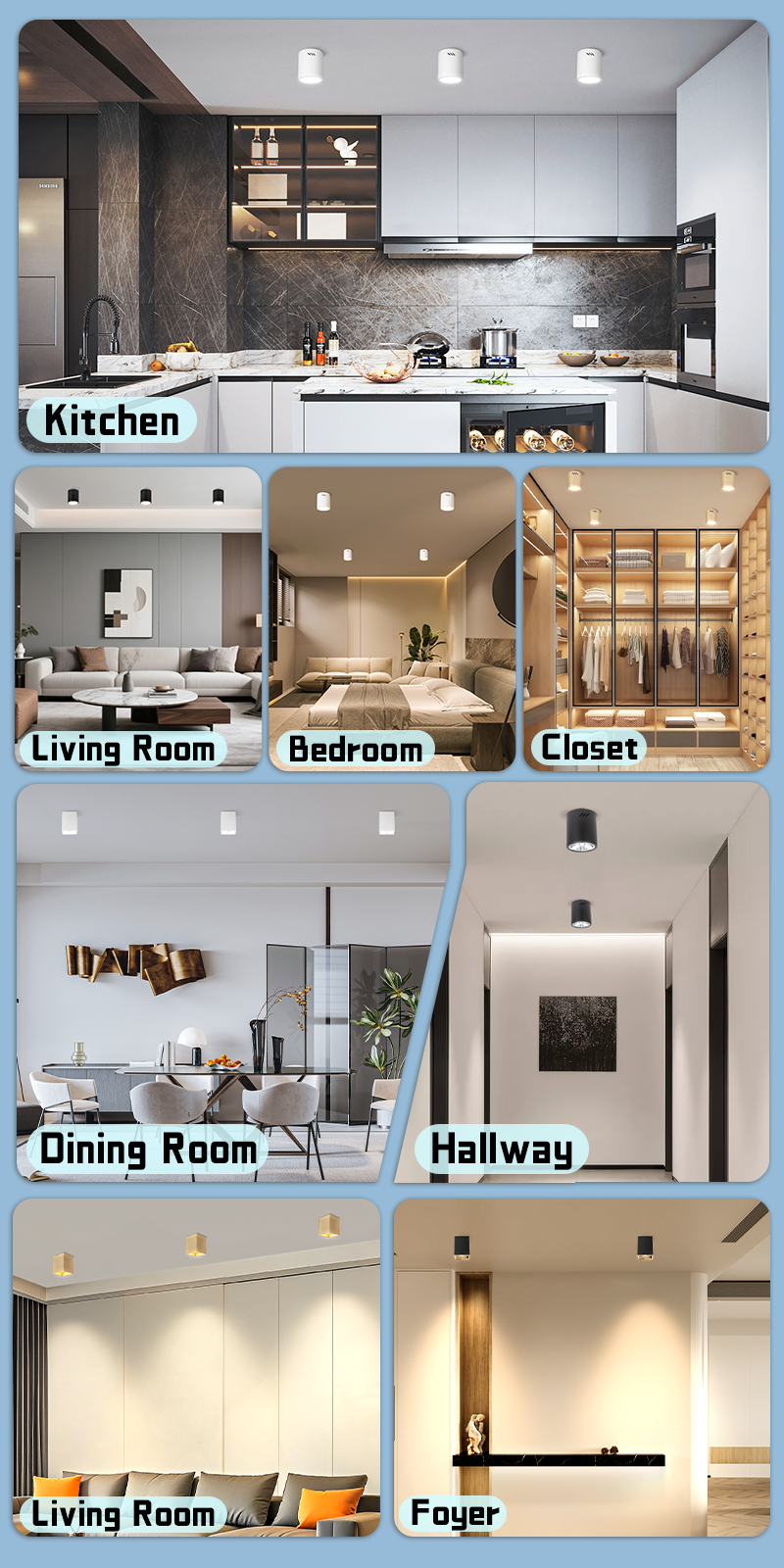 Surface Mounted Downlight Tricolor Pin Light Replaceable Bulb Spot ...