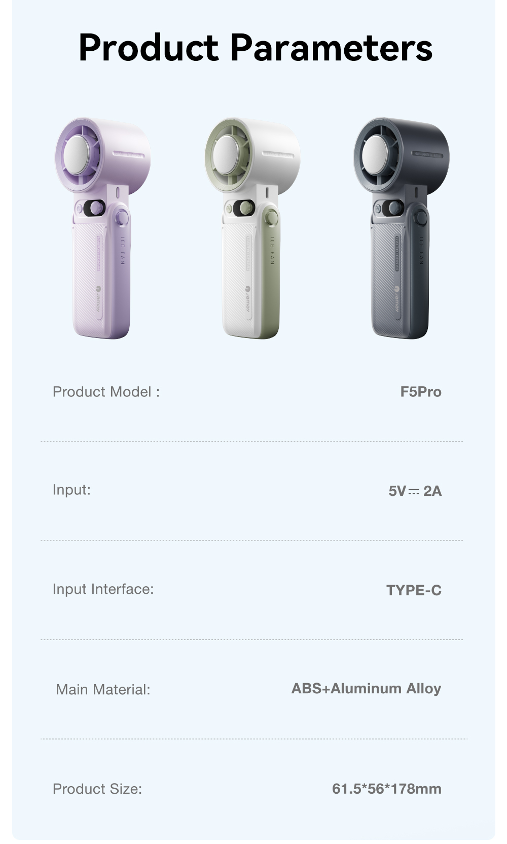 Jamay F5PRO Turbo Mini Fan Rechargeable 8000mAh AC Cooling Handheld ...