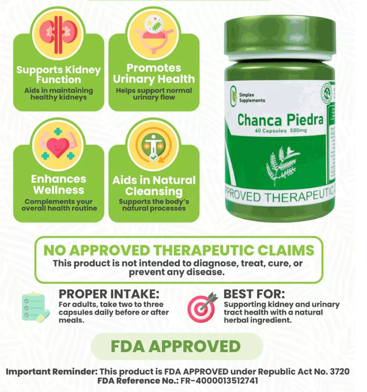 Simplee Chanca Piedra 500mg Capsules | 60 Caps | Herbal Support for ...