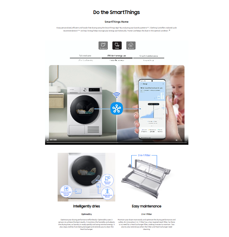 Samsung Front-load Dryer A+++ Energy Efficiency 9kg DV90BB7440GWTC ...