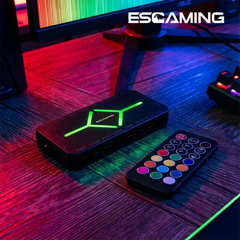 ESGAMING CPU Fan Cooler Smart Hub 5V 3PIN ARGB 4 Pin PWM PC RGB ...