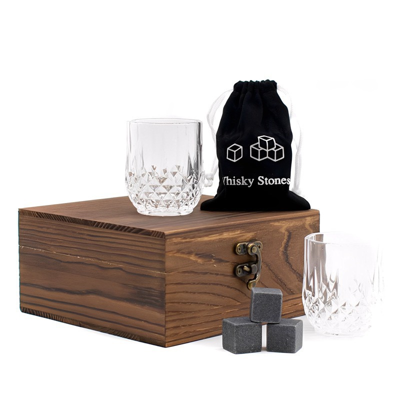 Whiskey Stones Glasses Set In Wooden Box Father'S Day Christmas Gift ...