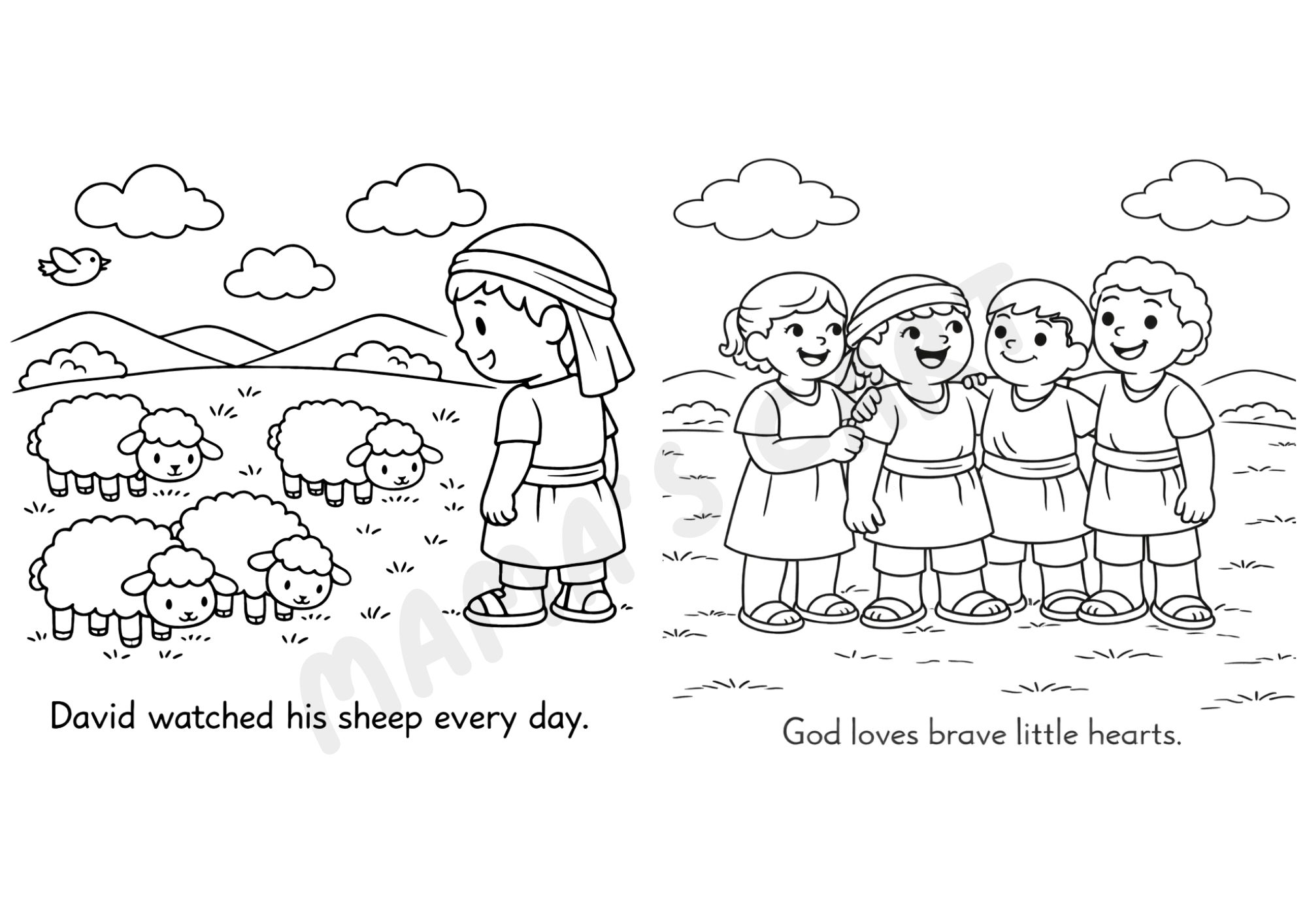 DAVID AND GOLIATH BIBLE COLORING STORY BOOK FOR TODDLERS AND ...