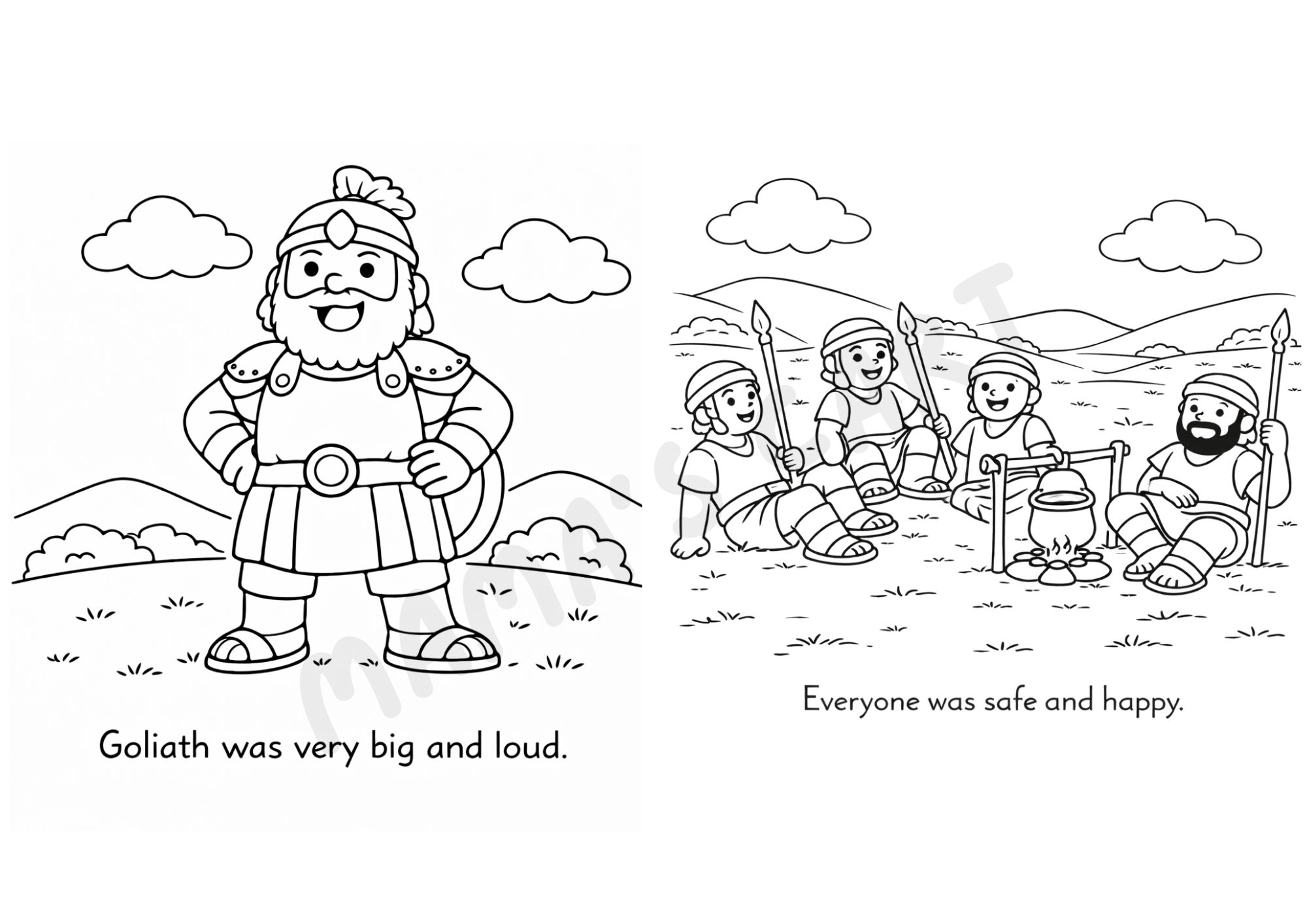 DAVID AND GOLIATH BIBLE COLORING STORY BOOK FOR TODDLERS AND ...