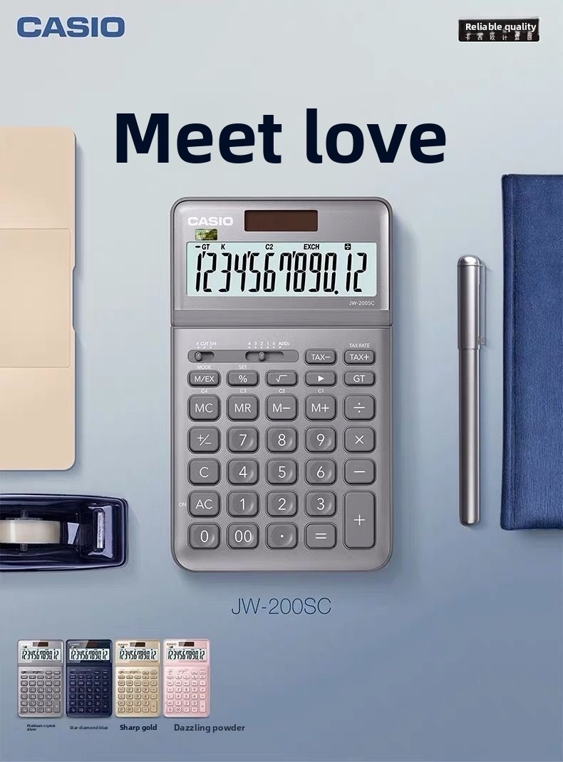 Casio JW-200SC Desktop Calculator with Dual Power and Adjustable ...