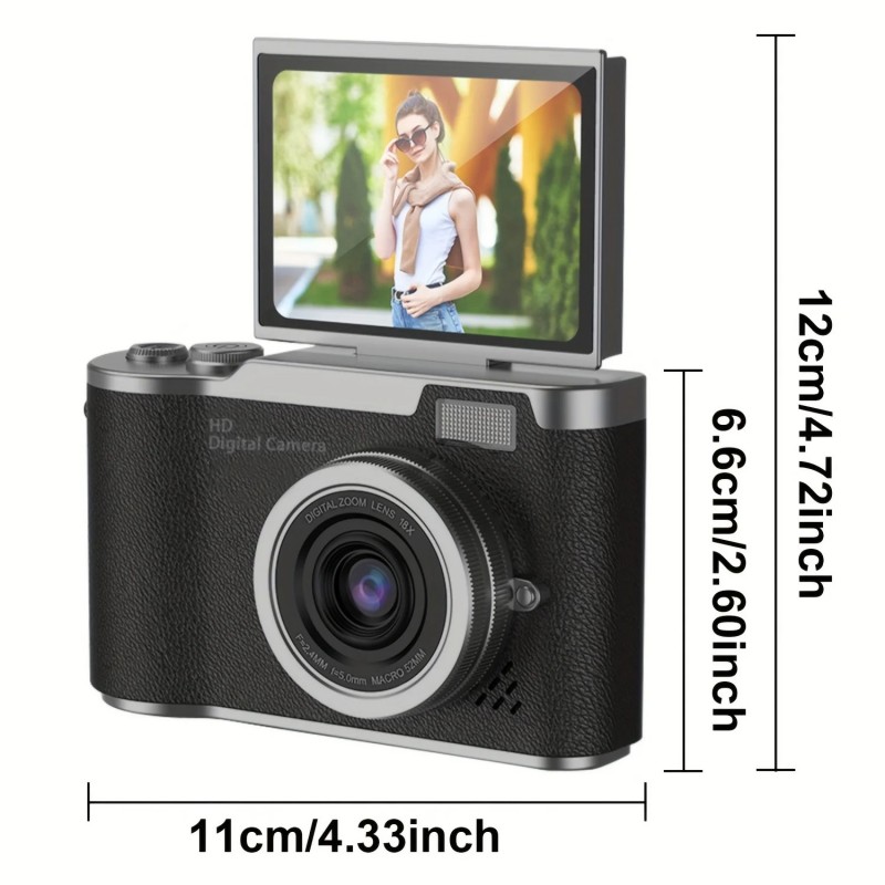 Digital Camera 4K HD Selfie Flip screen 180° Built-in Flash 30X Zoom ...
