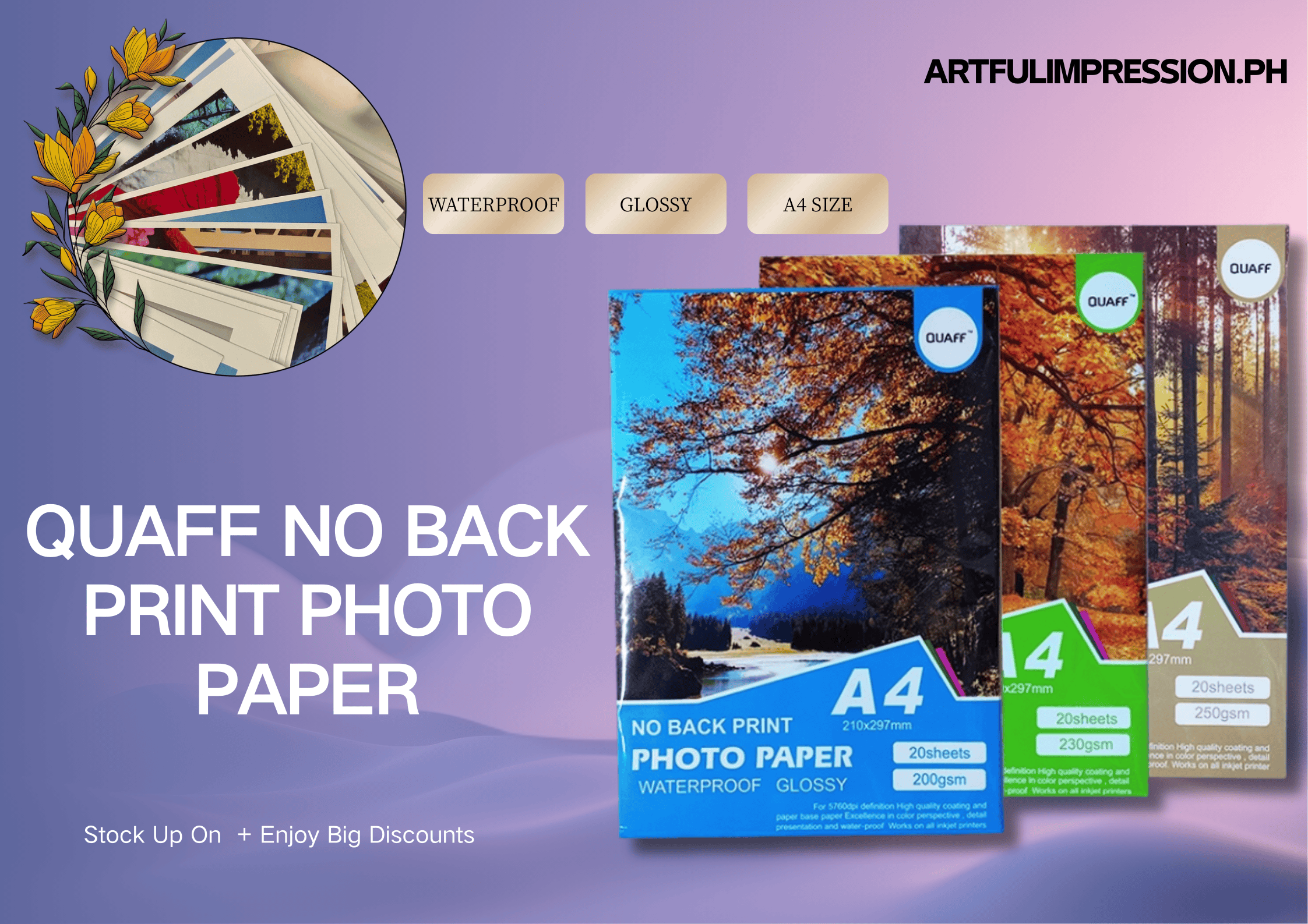QUAFF Ad-Grade No Back Print Photo Paper A4 Glossy | 20 Sheets 180/200 ...