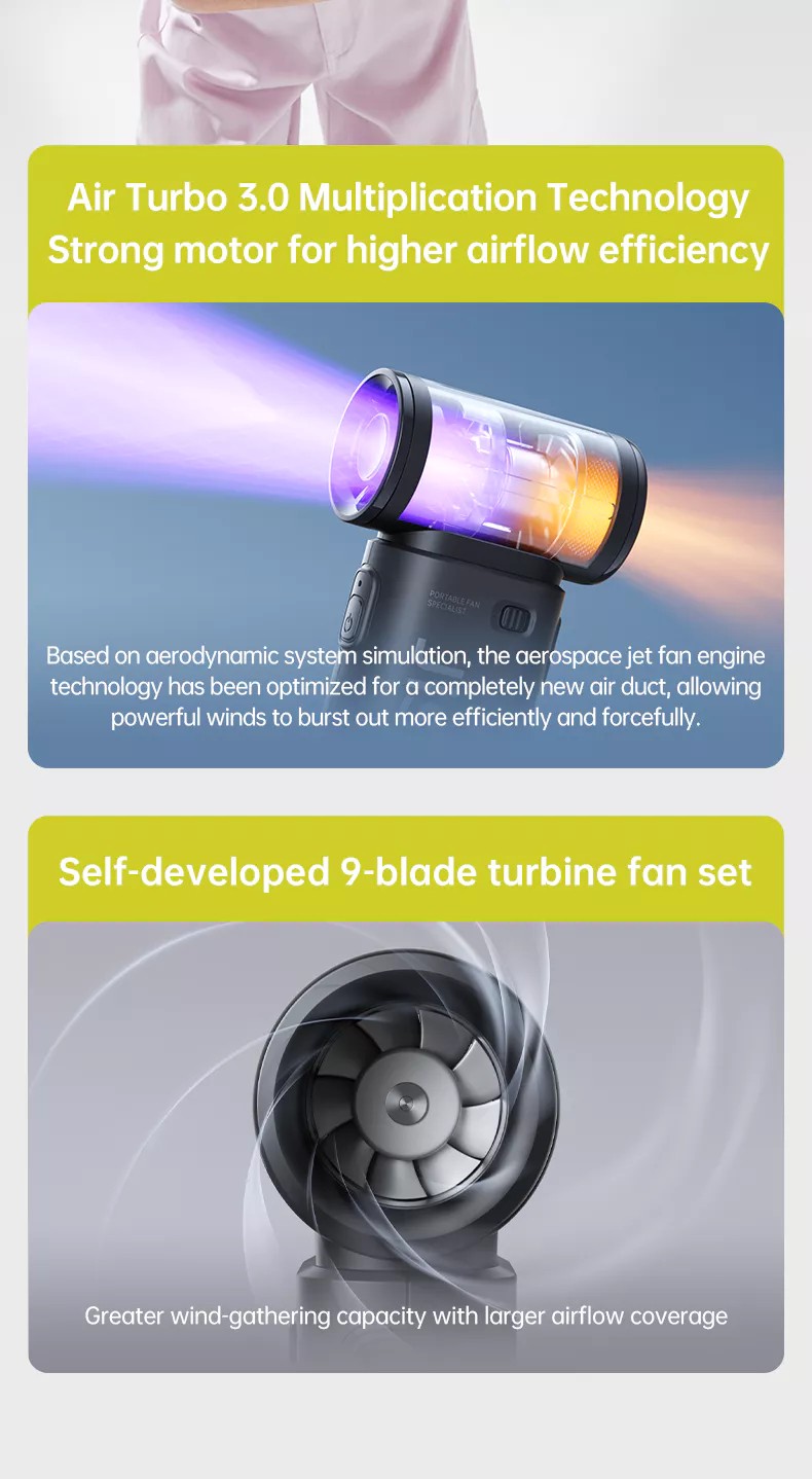 JISULIFE Life 9 Series Portable Rechargeable Fan - 3600/5000mAh Battery ...