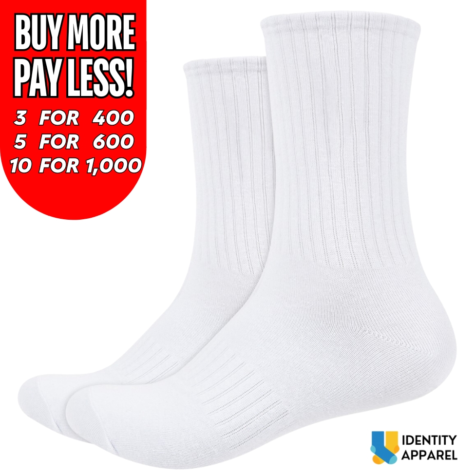 High Cut Crew Length Premium Cotton Socks w/ Garterized Ribbing and ...