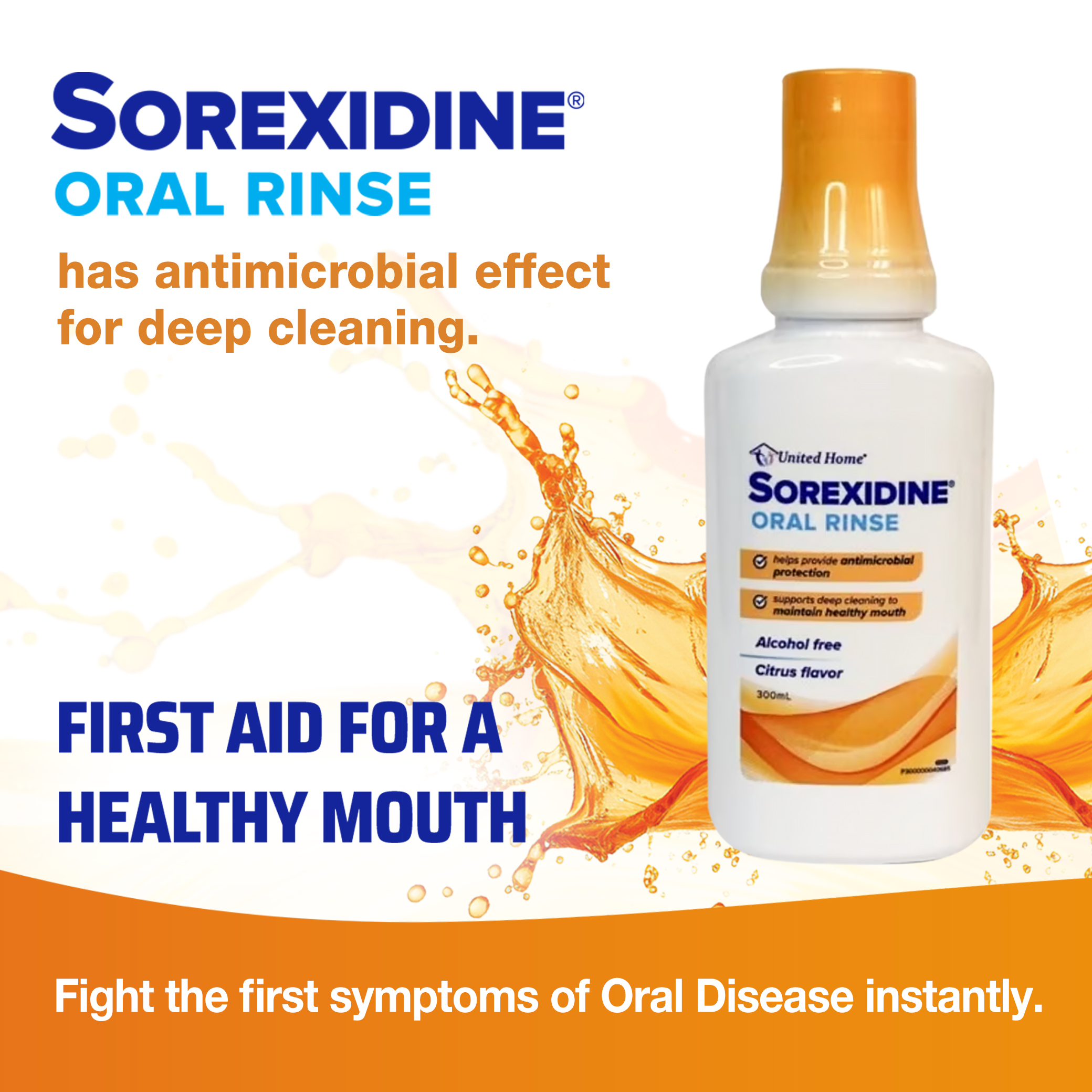 Sorexidine Oral Rinse 300ml Alcohol-Free Antimicrobial Mouthwash ...