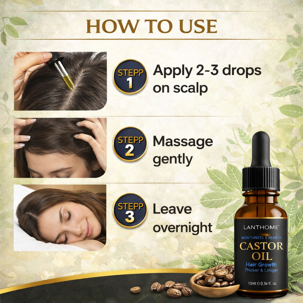 LANTHOME Castor Oil – 100% Pure & Organic | Hair Growth, Eyelash Serum ...