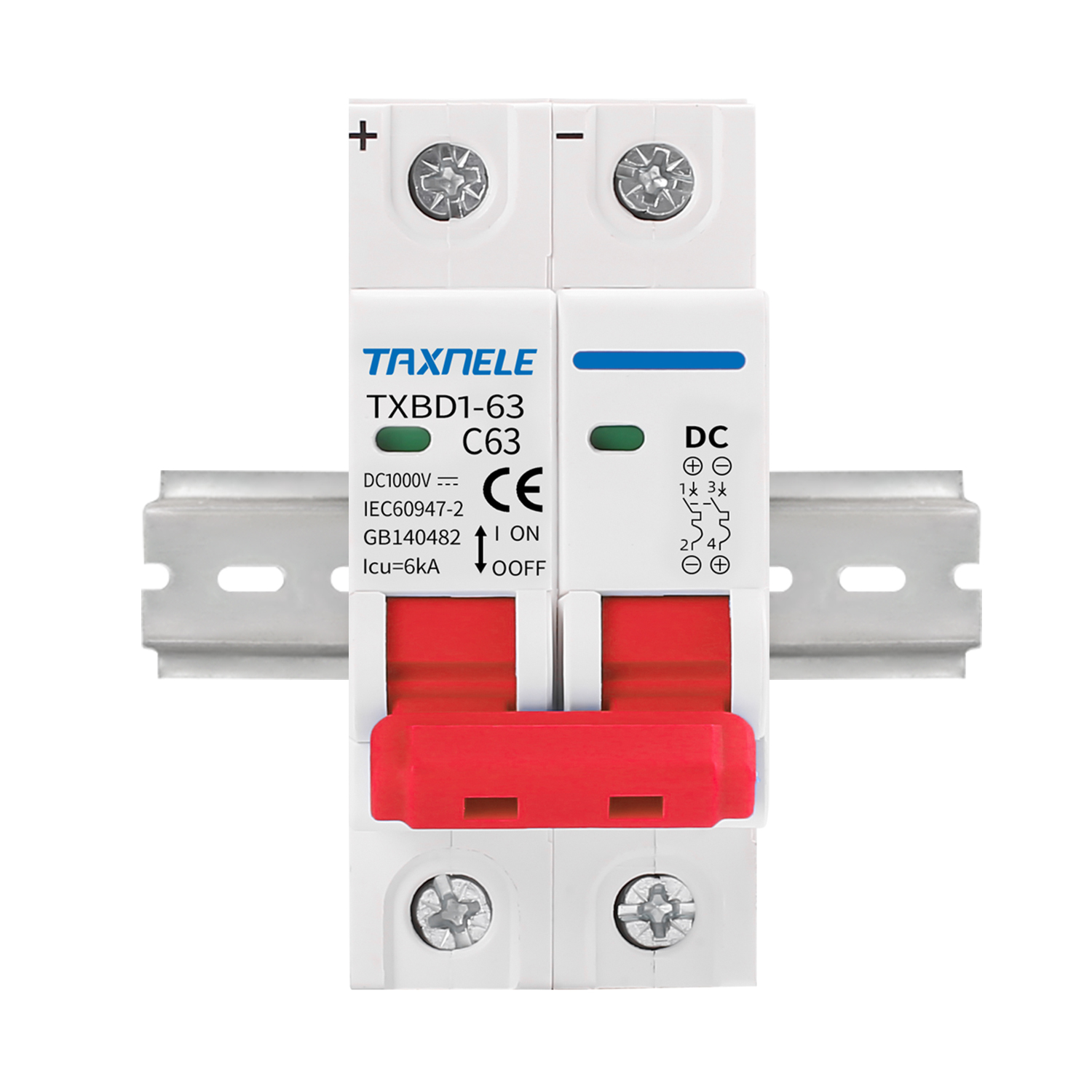 TAXNELE 2P DC MCB 1000V Solar Mini Circuit Breaker 32A 63A Photovoltaic ...