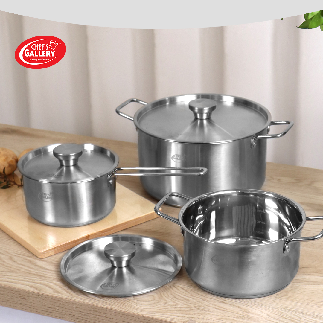 Chef's Gallery Belfort Stainless Steel 6-Piece Cookware Set Induction ...