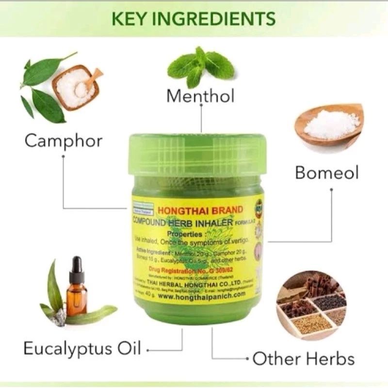 100% Nature Hong Thai Inhaler Original Compound Thai Herb Inhalant 20g ...