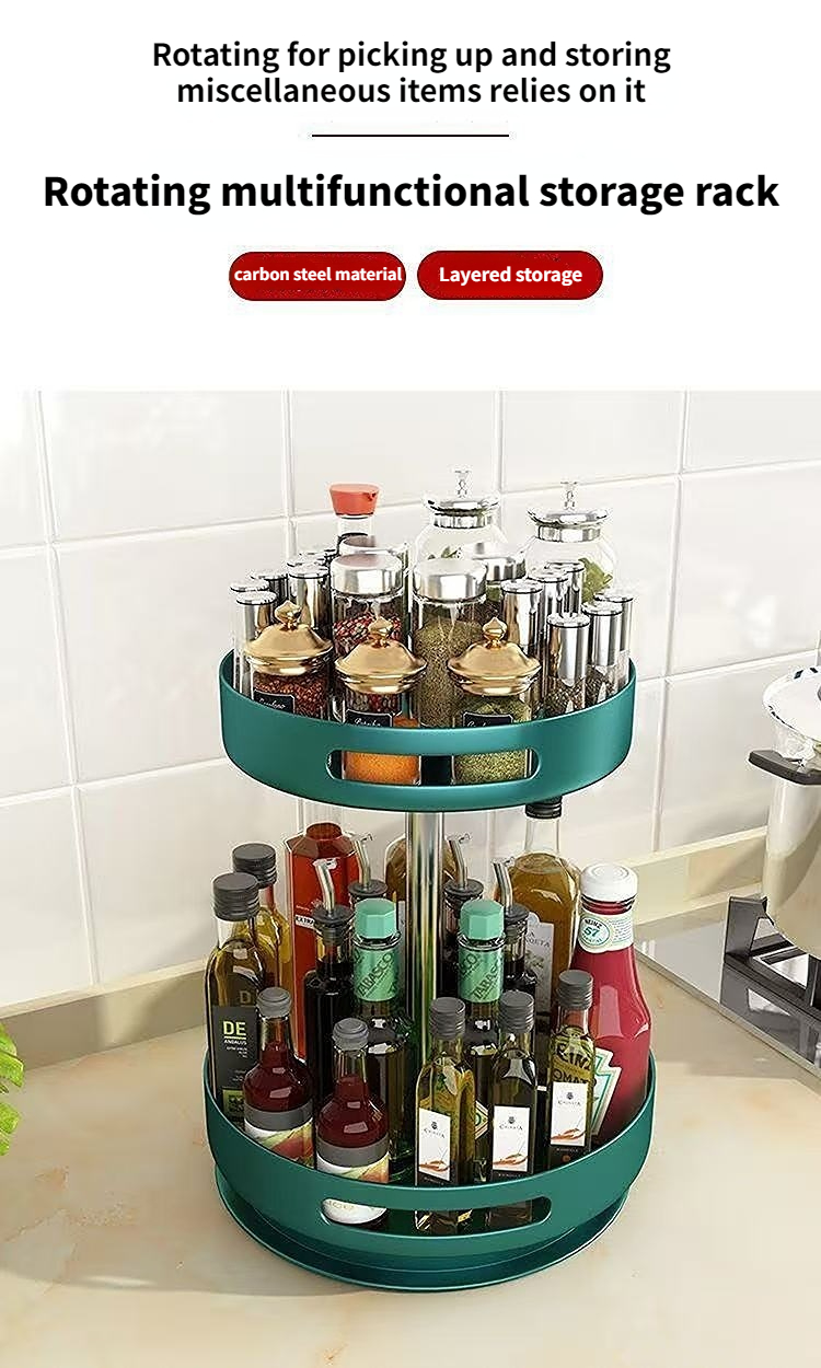 Kitchen Condiments Racks Organizer 360°Rotating Metal Spice Storage ...