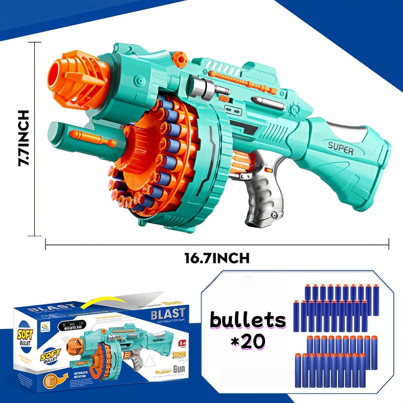 Electric Toy Gun 20pcs Soft Bullets Gun Electric Volley Soft-Bullet Gun ...