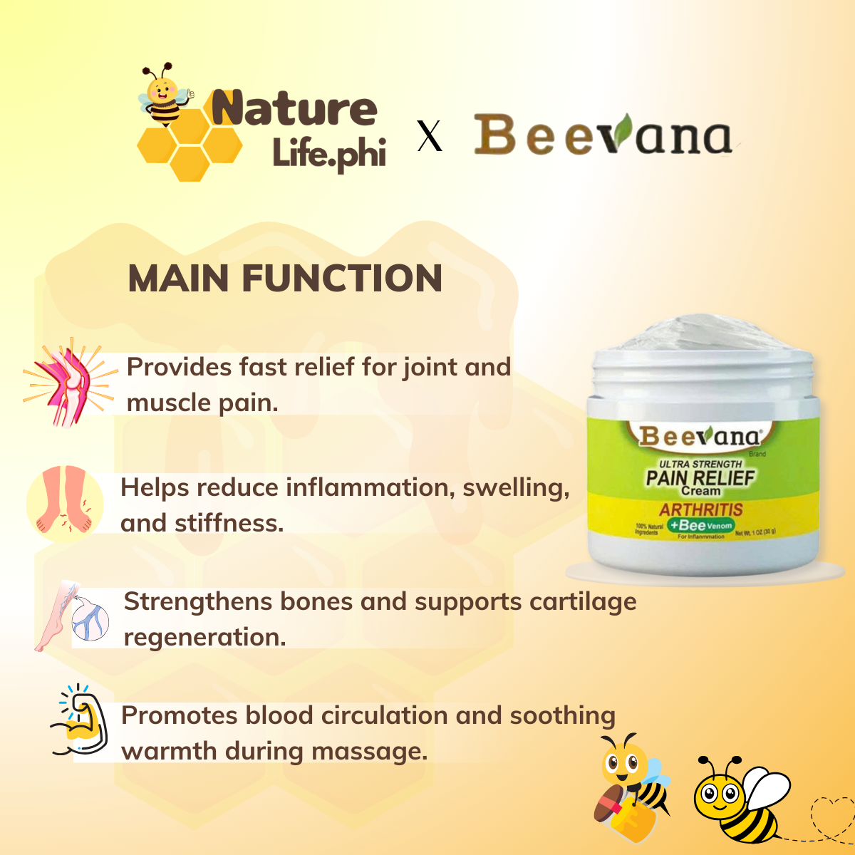 Beevana Bee Venom Ultra Strength Pain Relief Cream 30g, Effective Joint ...