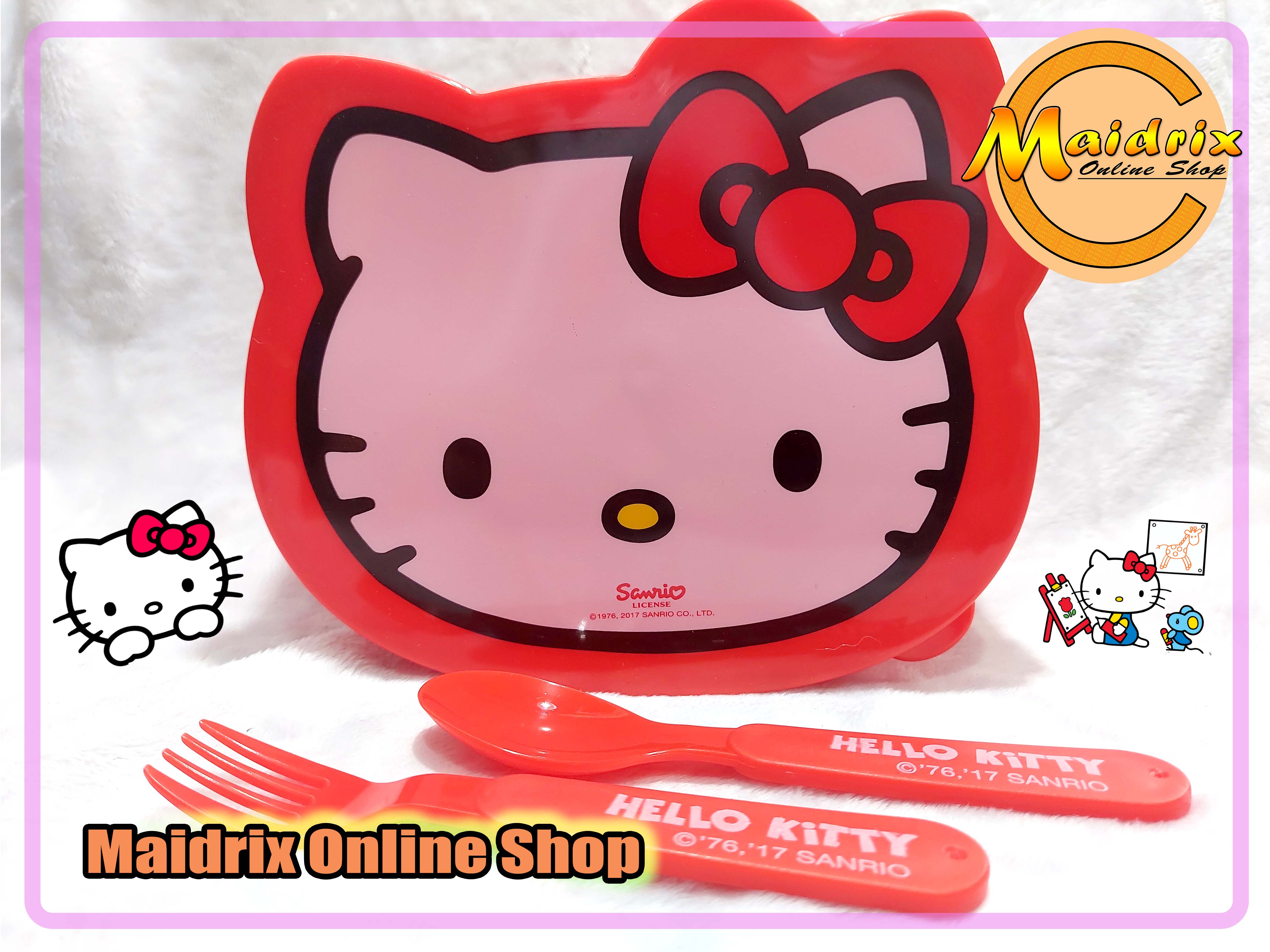 Cartoon Character Lunch Box Hello Kitty with Spoon and Fork for Adults ...
