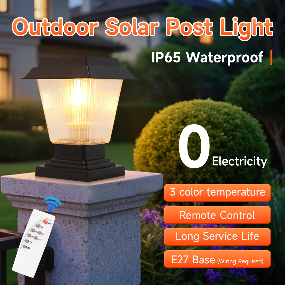RGB Solar Post Light Waterproof Led Pillar Lamps Garden Lights Outdoor ...