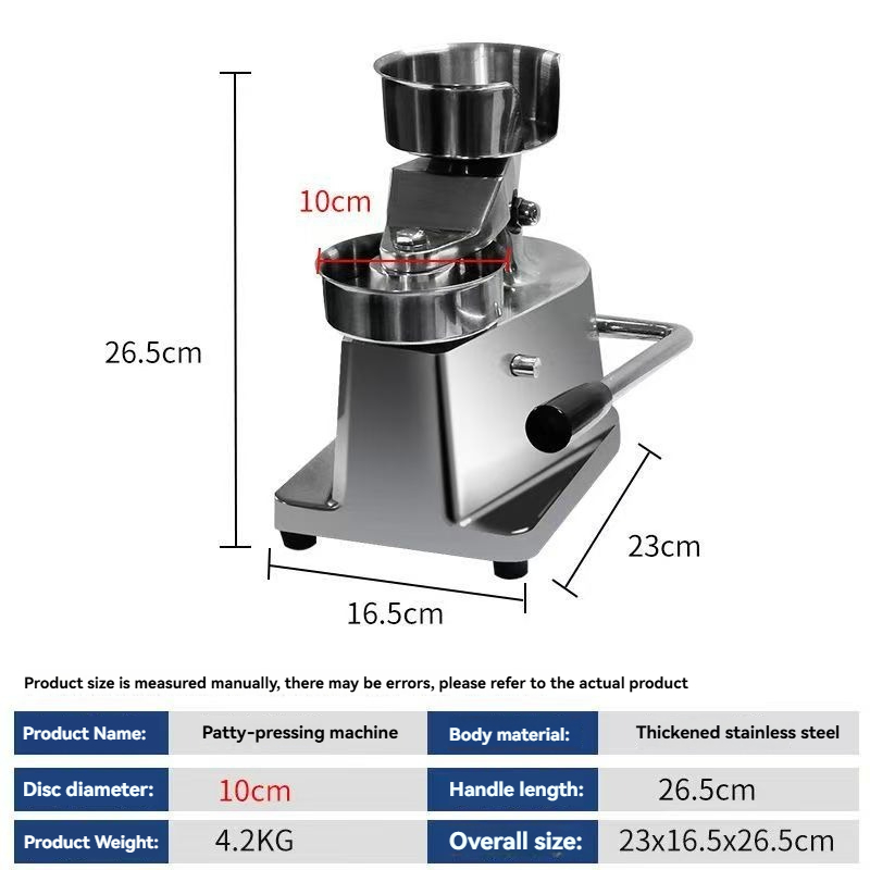 Hamburger Press 100mm Manual Burger Maker Round Meat Shaping Stainless ...