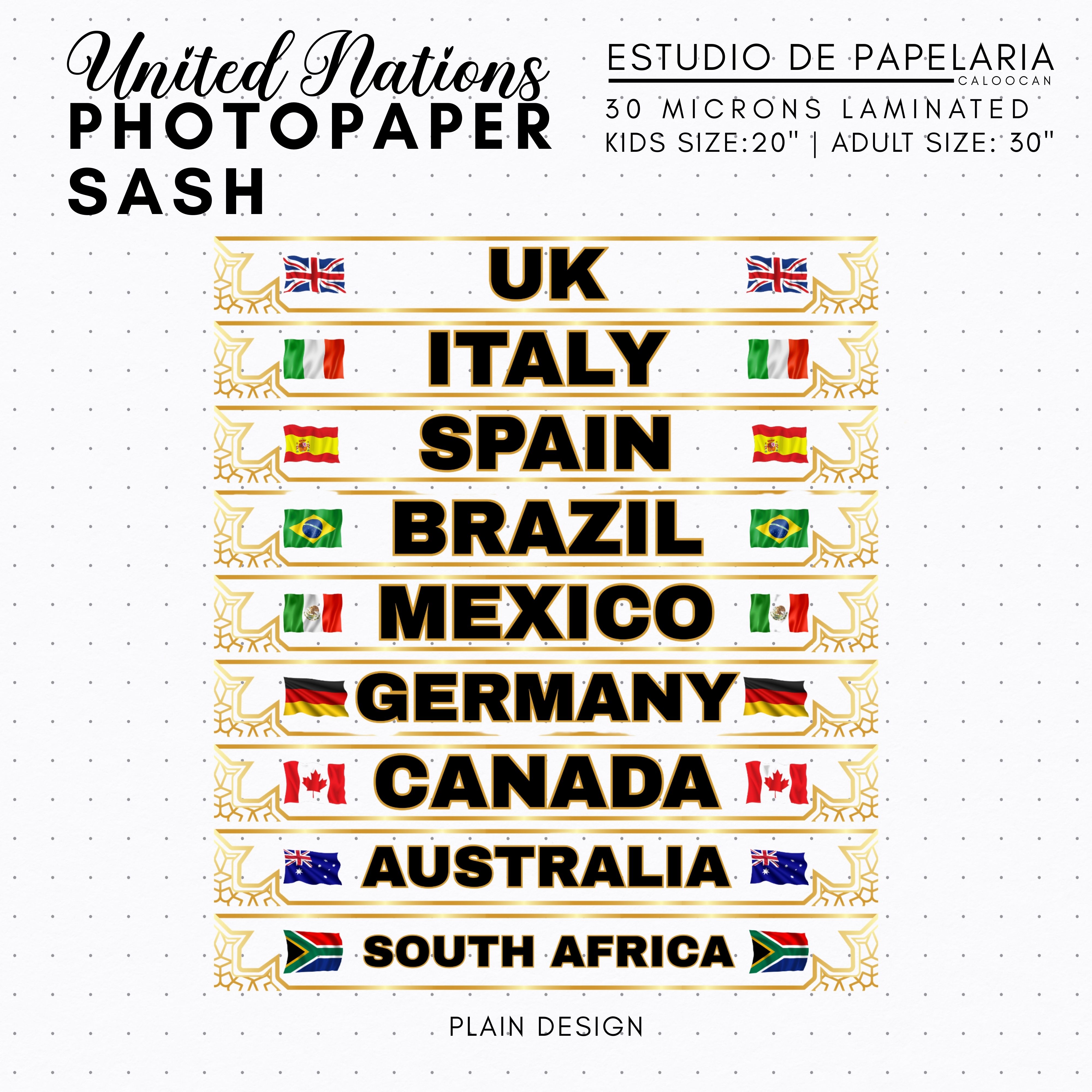 Estudio |United Nations Photopaper Sash – Laminated Plain or Colored ...