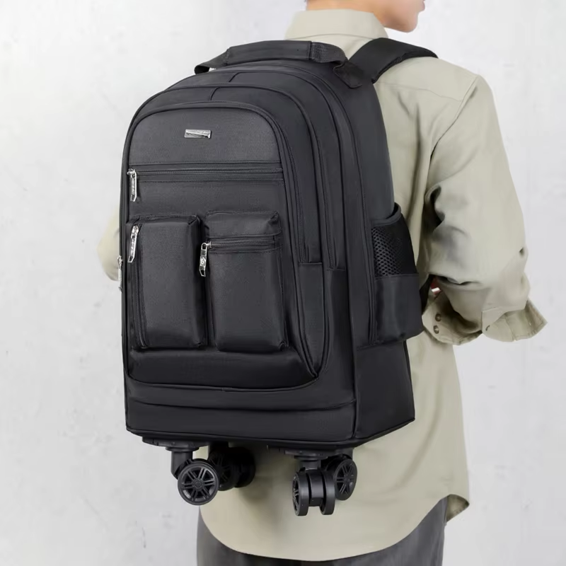 Rolling Backpack 4 Wheels Detachable Waterproof Laptop Bag Trolley ...