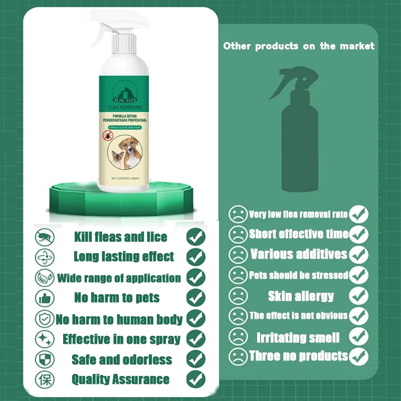 600ml Fleas and ticks remover Dog spray for ticks and fleas Pet spray ...