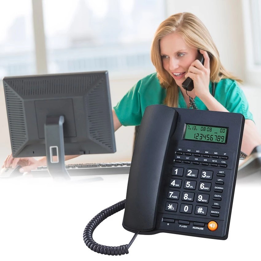 【COD】Home Office Wired Telephone Landline Full intelligence Corded ...