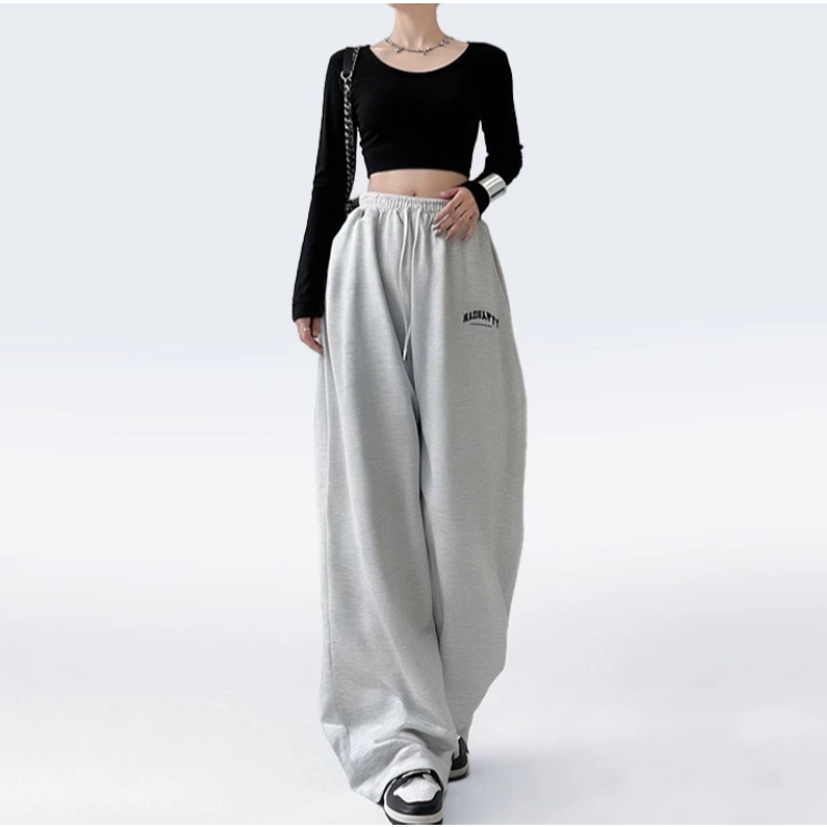 ACHS Women's High Street Sports Loose Trendy Straight Hip-Hop Wide-Leg ...