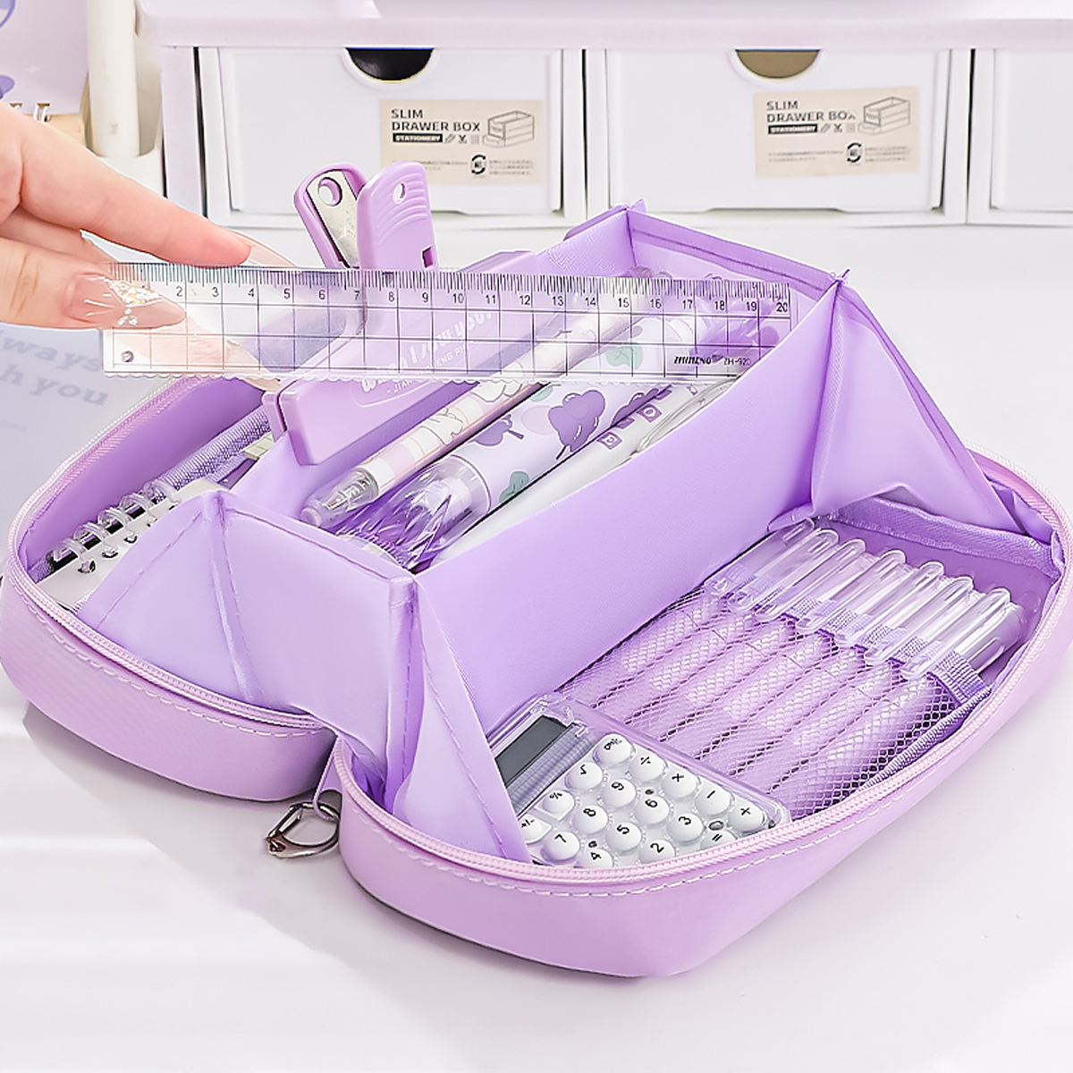 Large Capacity Pencil Case Multi-layer Pen Pouch Big Storage Bag for Student School Stationery ...