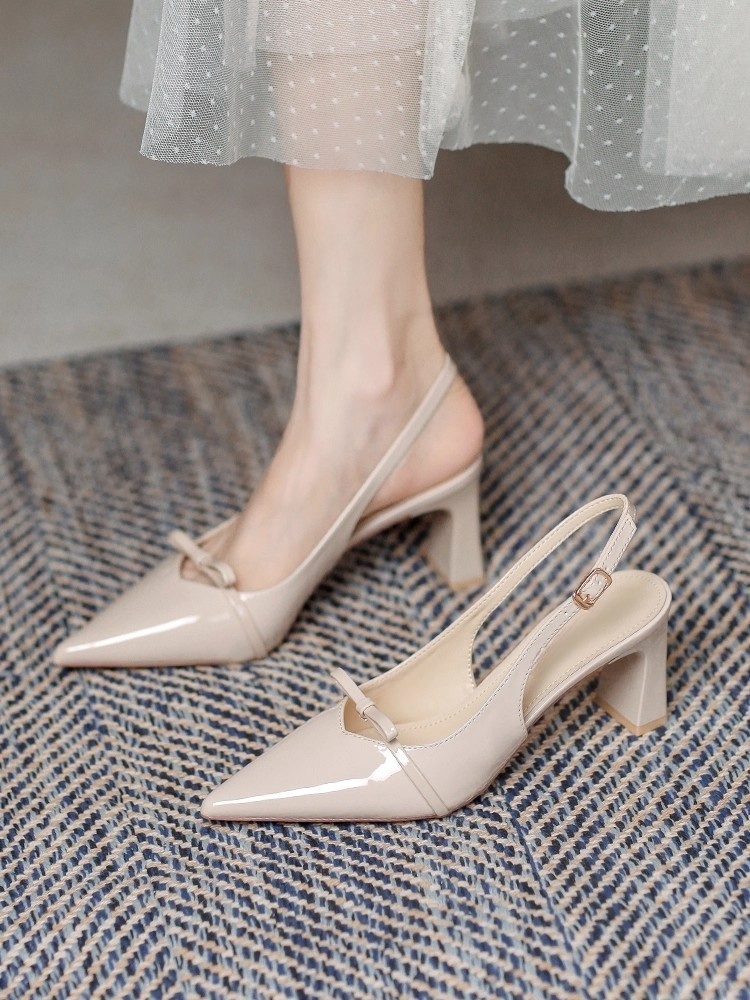 Henice Korean Classic Pointed Toe Chunky Heels for Women Formal Office ...
