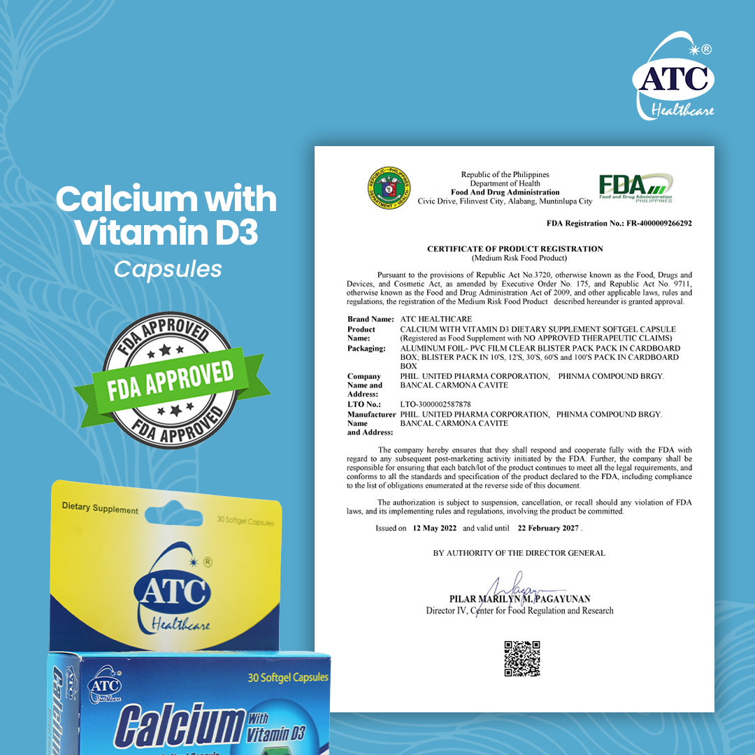ATC Calcium With Vitamin D3 30's Calcium Overall Health Bone Teeth ...