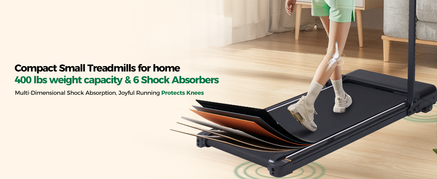 Folding Treadmill with Handles for Home Small Spaces, Compact Walking ...