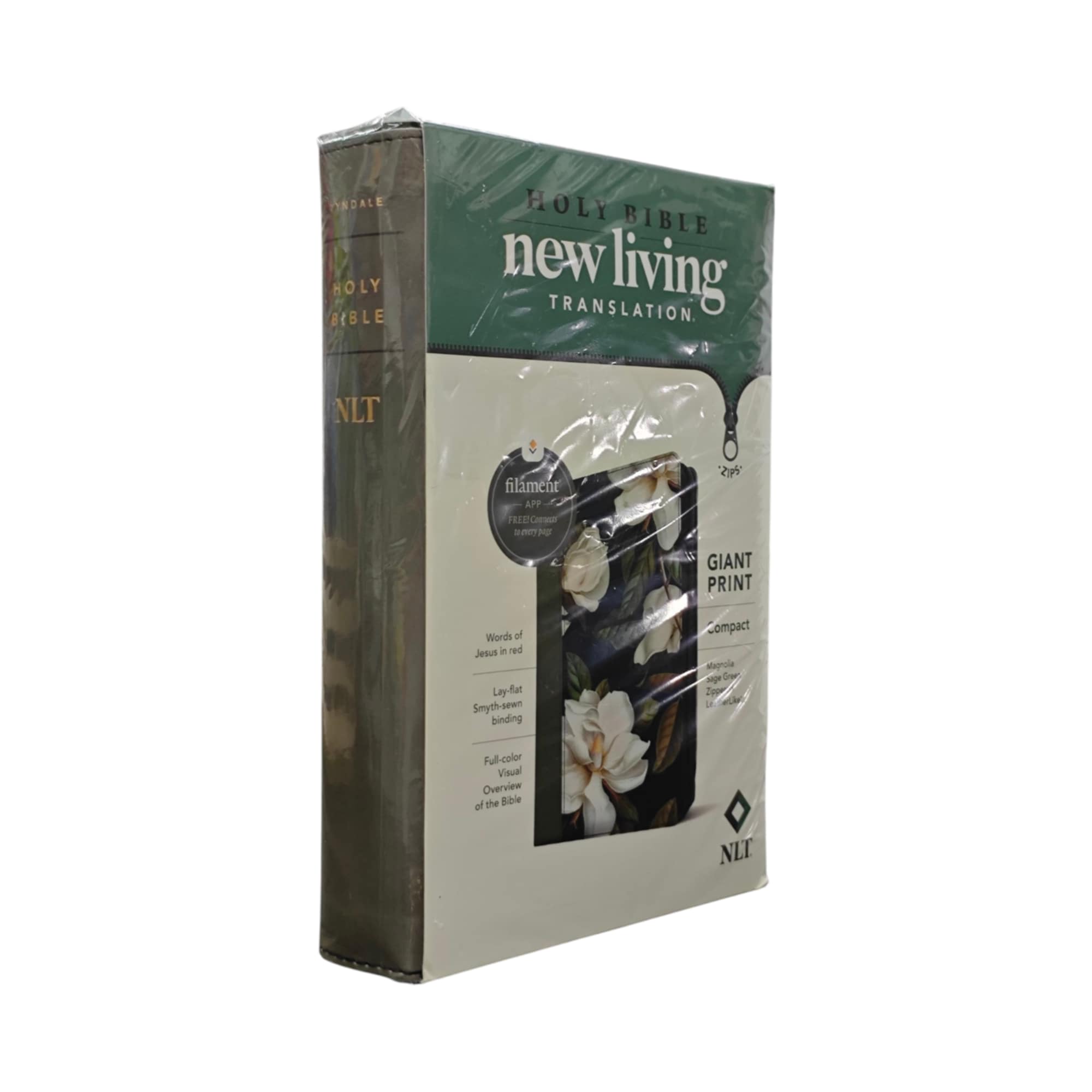 PCBS Holy Bible NLT Compact Giant Print (Magnolia Sage Green Zippered ...