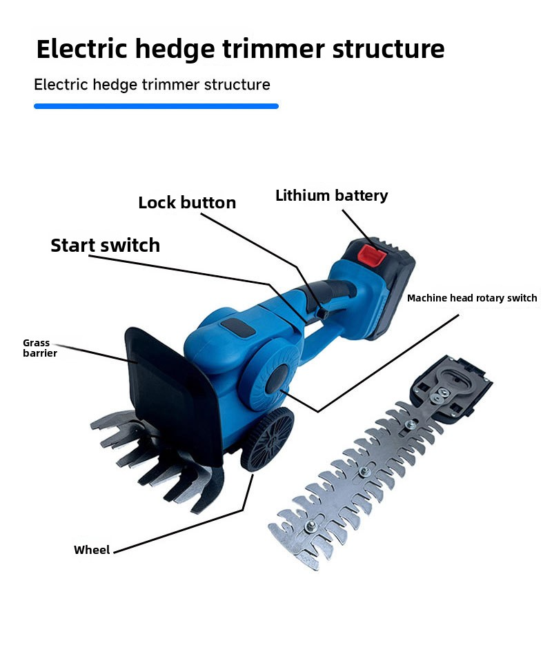Cordless Hedge Trimmer Electric Grass&Shrub Hedge Trimmer Weeding ...
