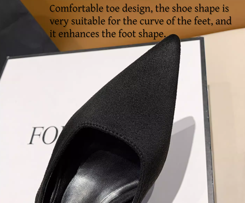 Pointed Mid-Heel Shoes With Thick heels Black Korean office shoes for ...