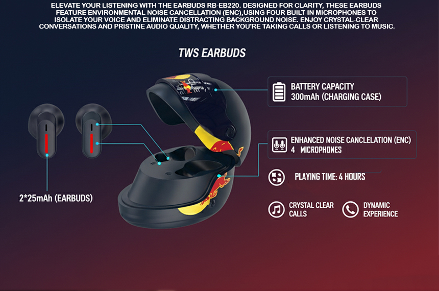 Oracle Red Bull Racing Exclusive Helmet Design Earbuds RB-EB220 ...