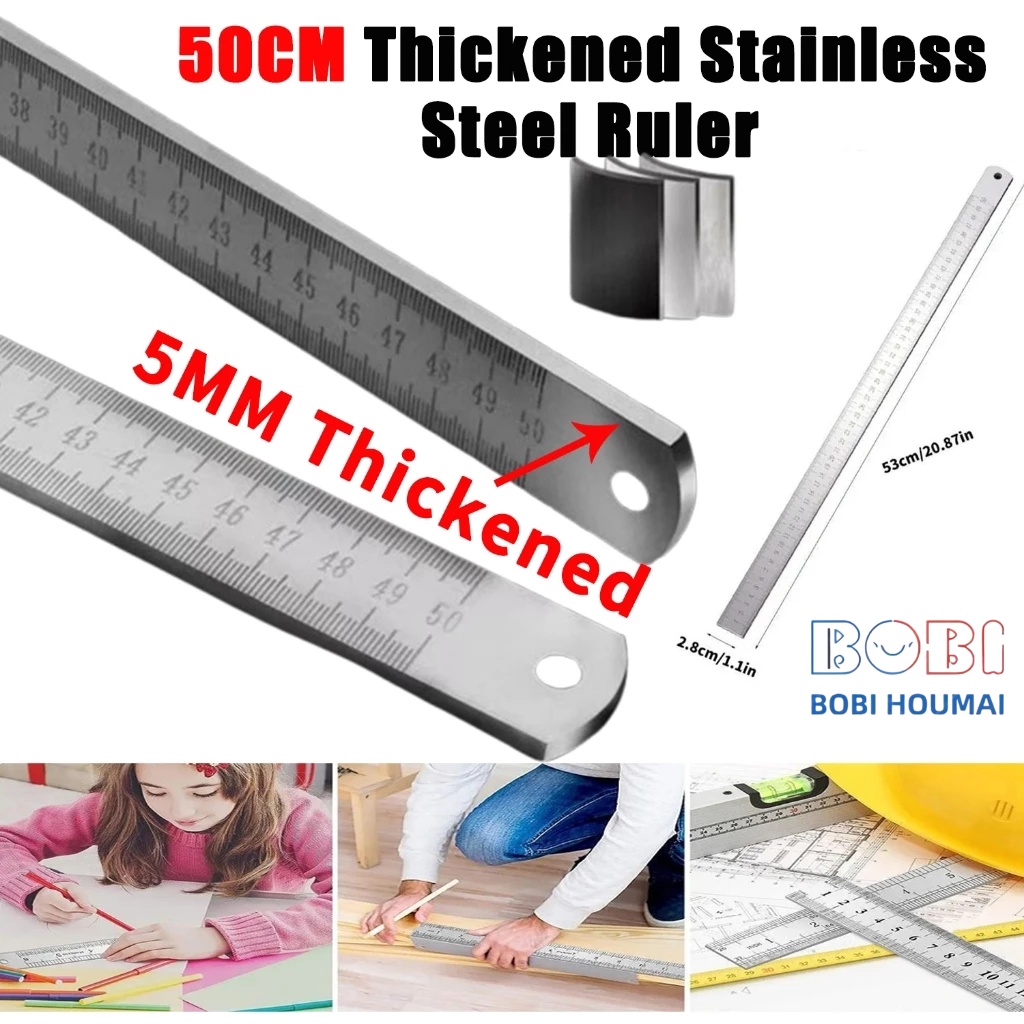 Thickened 50CM Stainless Steel Ruler With Double-sided Scale, Suitable ...