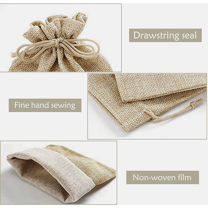 Burlap Drawstring Pouch Plain Linen Gift Bag Jute Storage organizer ...