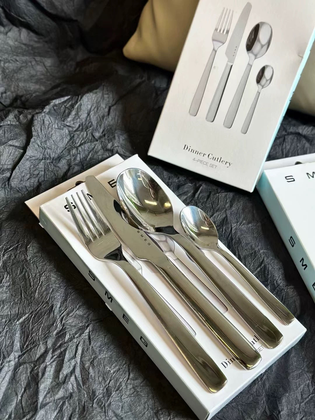 SMEG Tableware 4 Piece Set Dinner Cutlery Western Restaurant Stainless ...