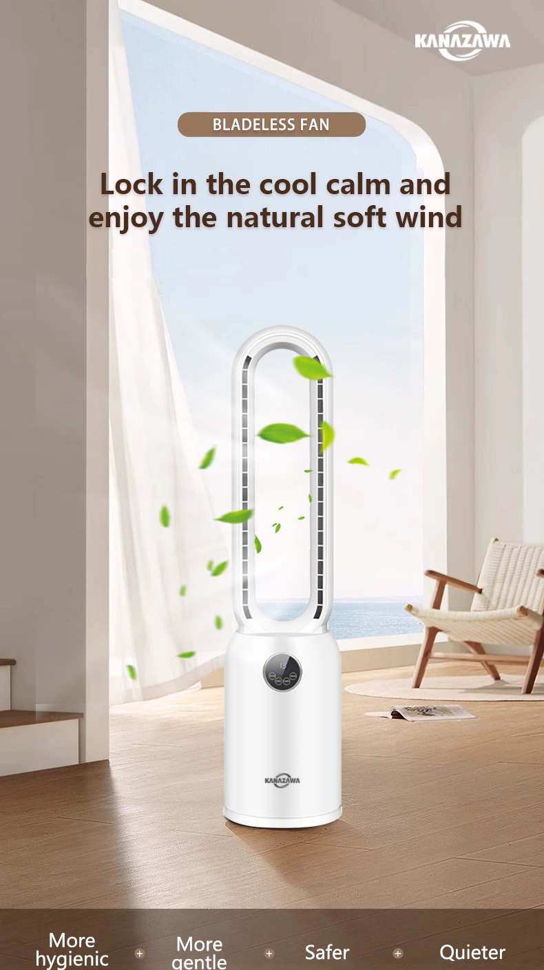 KANAZAWA Bladeless Fan With Remote Control Quiet Energy Efficient For ...