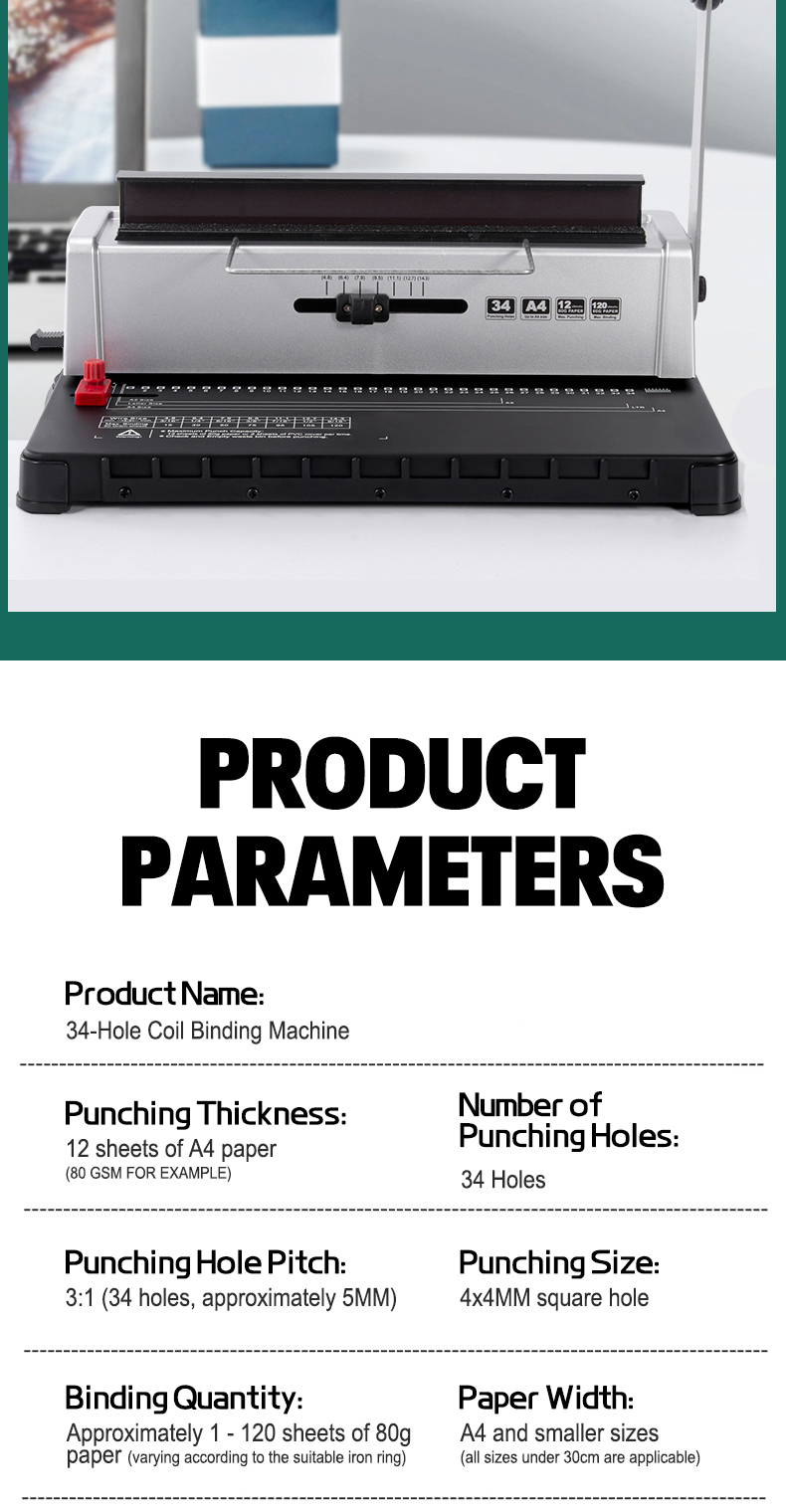 Comb Binding Machine A3/A4 Size 34 Hole Office Ring Binding Machine ...