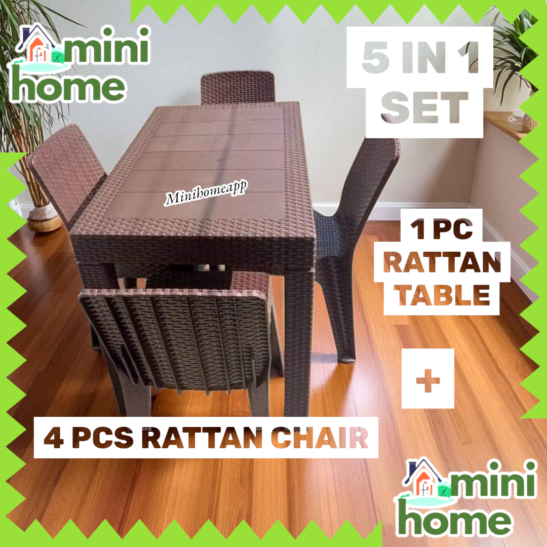 7 IN 1 COMPLETE SET RATTAN TABLE AND RATTAN CHAIRS DINING OUTDOOR 24x38 ...